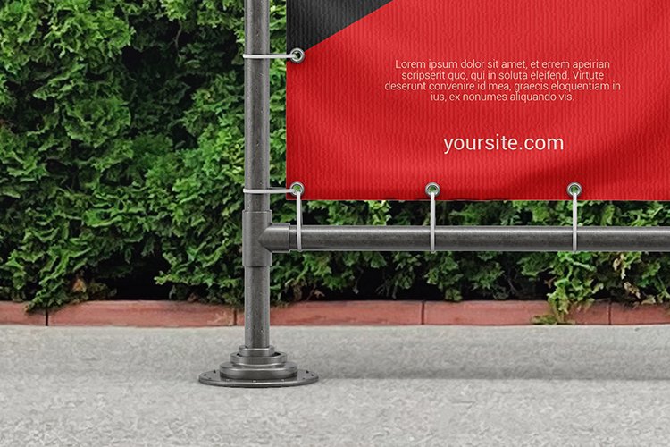 Vinyl Banner On Metal Frame Mockup (805622) | Signage | Design Bundles