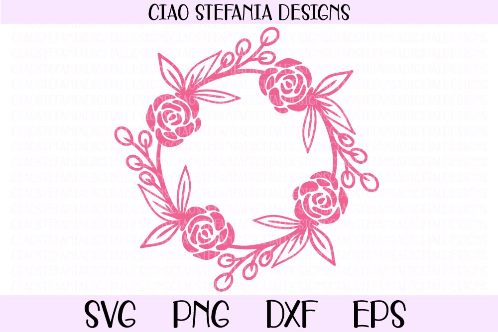 Rose Wreath Flowers Frame SVG Cut File
