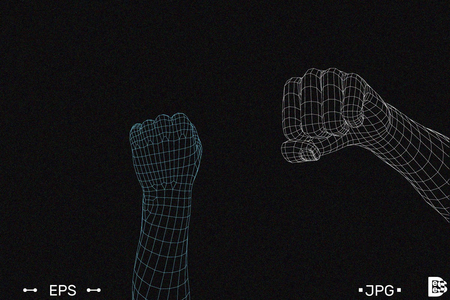 Hand gesture. Fist male. 3d Vector outline illustration. (999599 ...