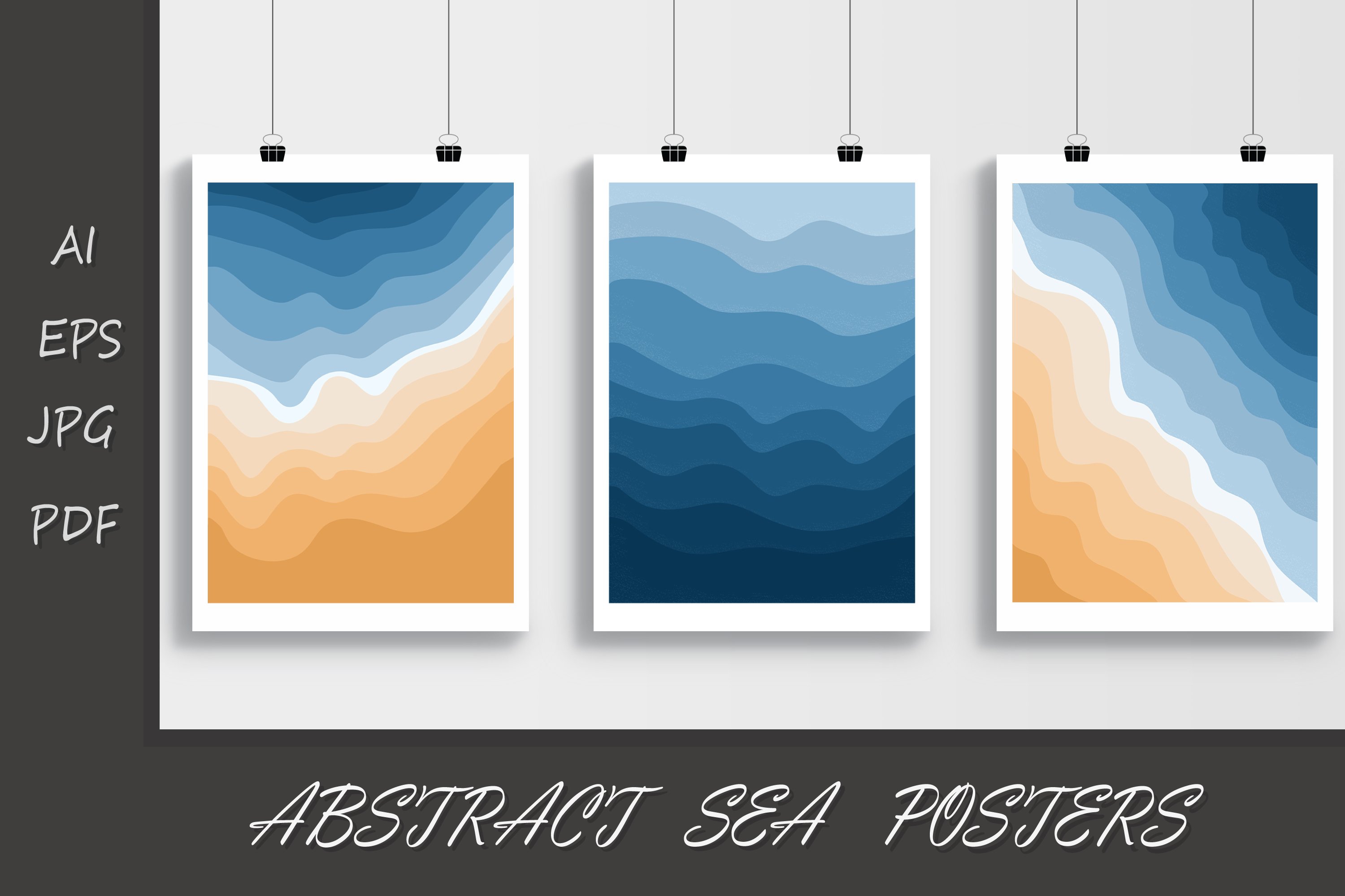 ABSTRACT SEA POSTERS. Seascape. (1330861) | Illustrations | Design Bundles