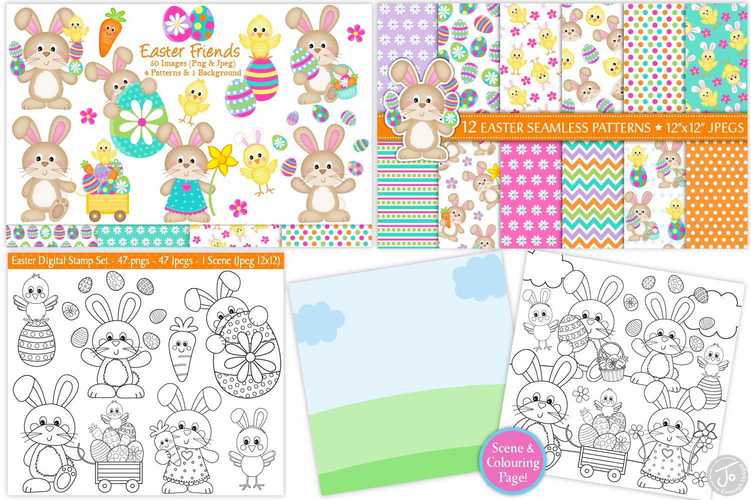 easter bundle, Easter bunny graphics and illustrations (217850 ...