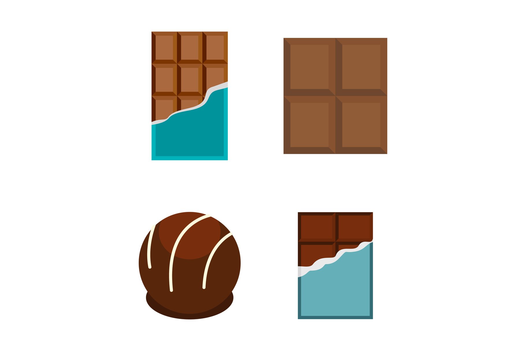 Chocolate icon set, flat style (387819) | Icons | Design Bundles