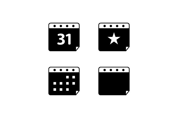 Black calendar icon design collection