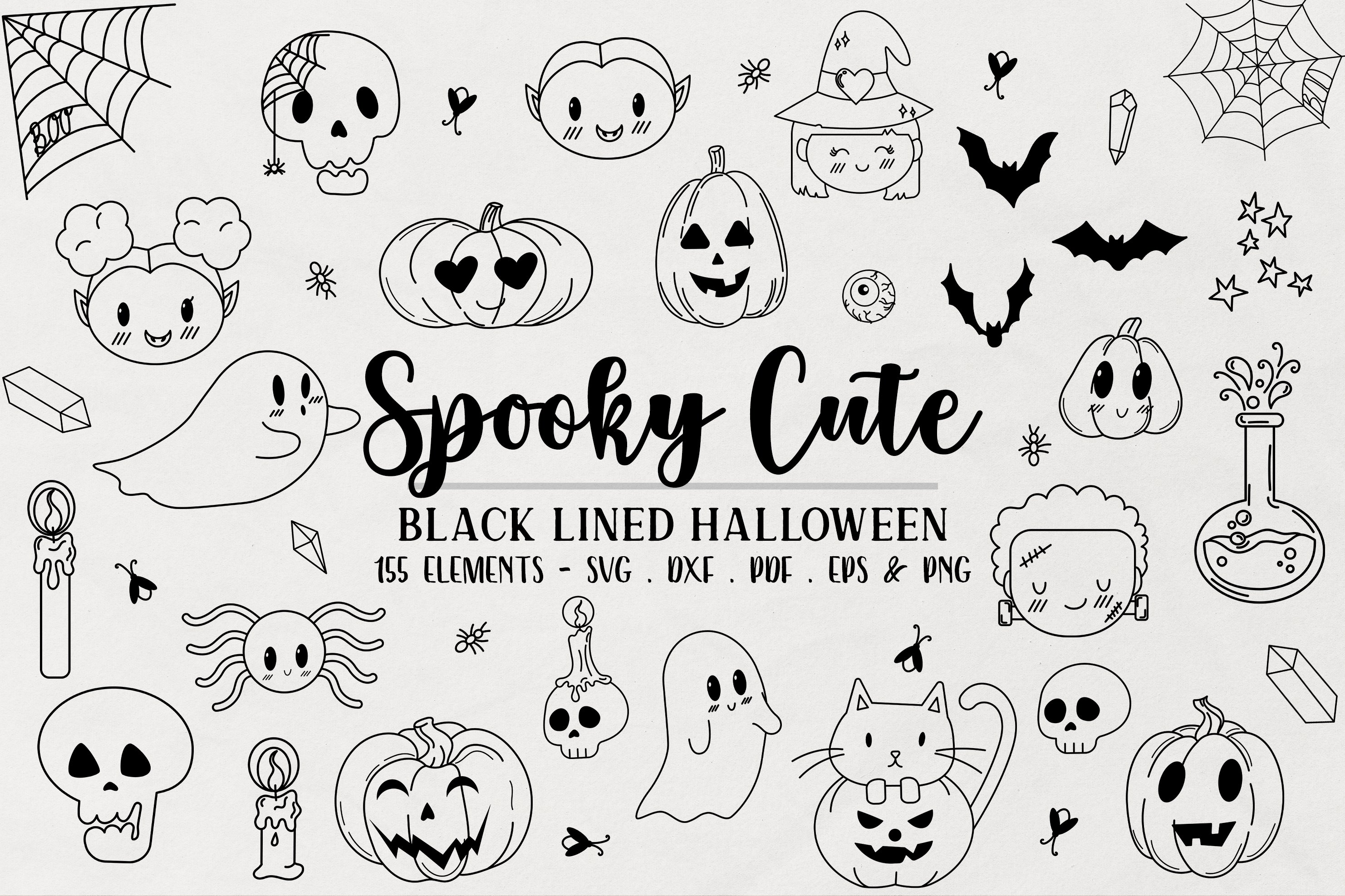 Black And White Cute Halloween Clip Art