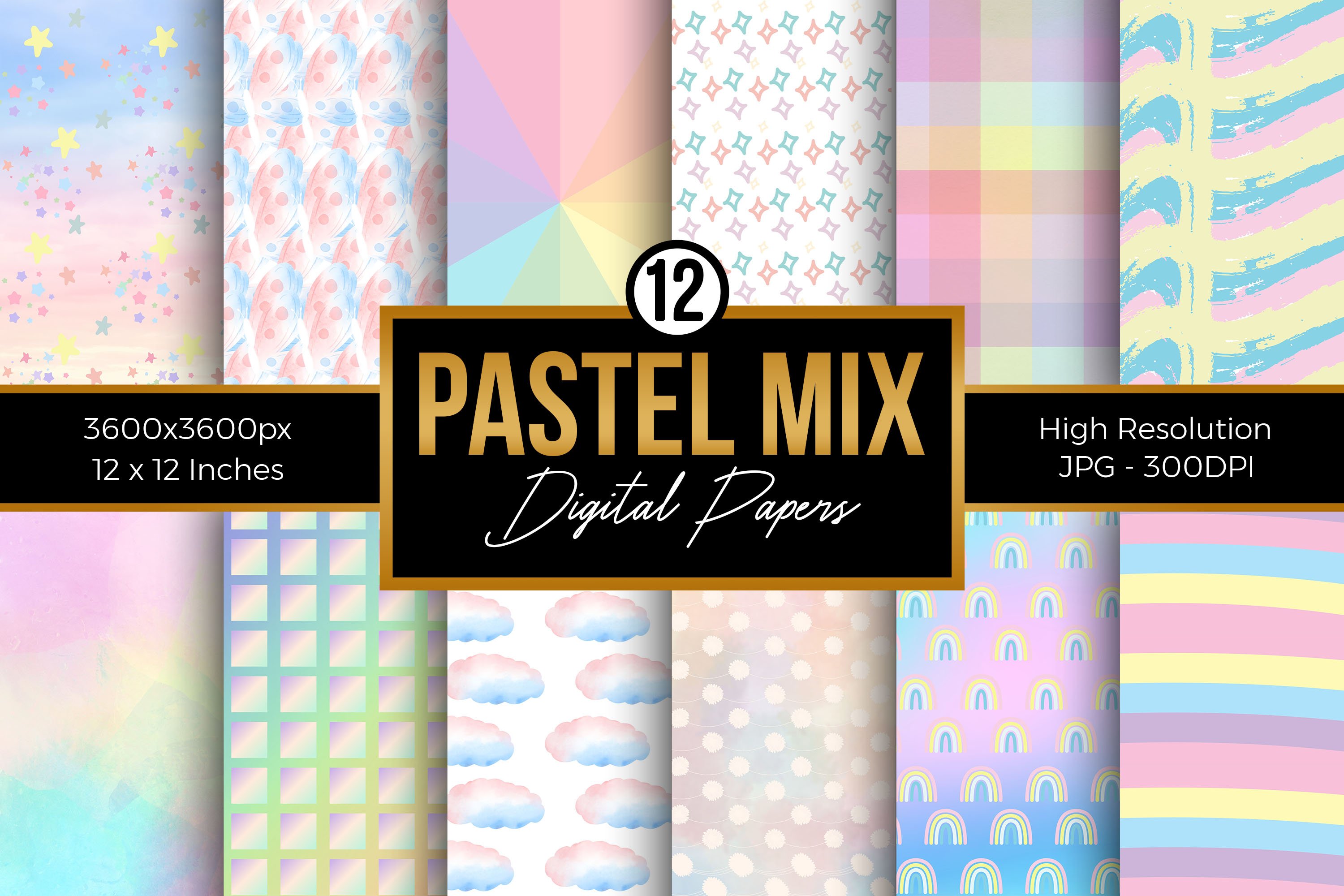 Pastel Mix Background Digital Papers