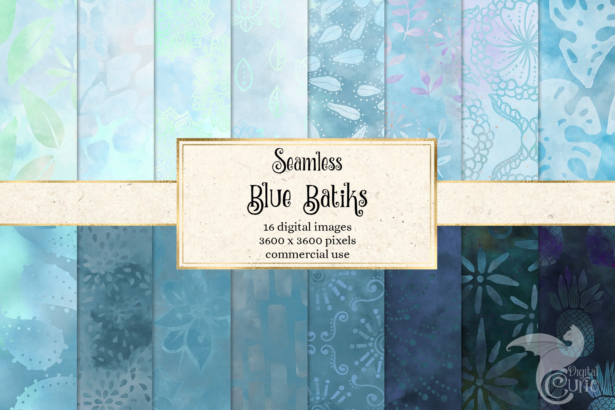 Blue Batik Digital Paper (1428443) | Textures | Design Bundles
