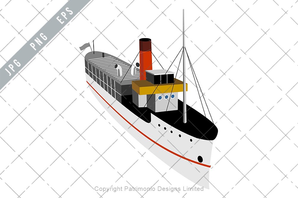 Twin Screw Steamer Steamship Boat Viewed High Angle WPA EPS (2269673 ...