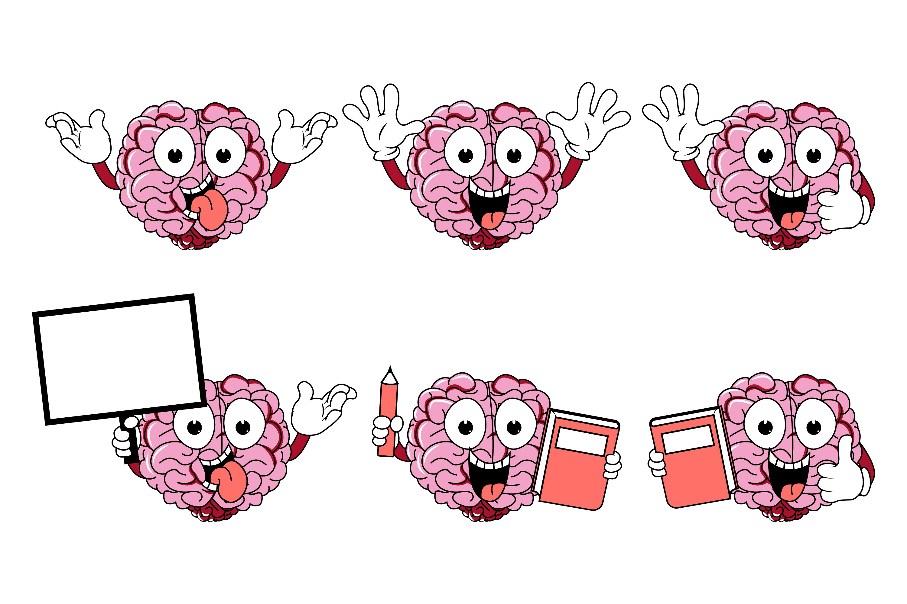 cute brain cartoon illustration graphic (2314106) | Illustrations ...