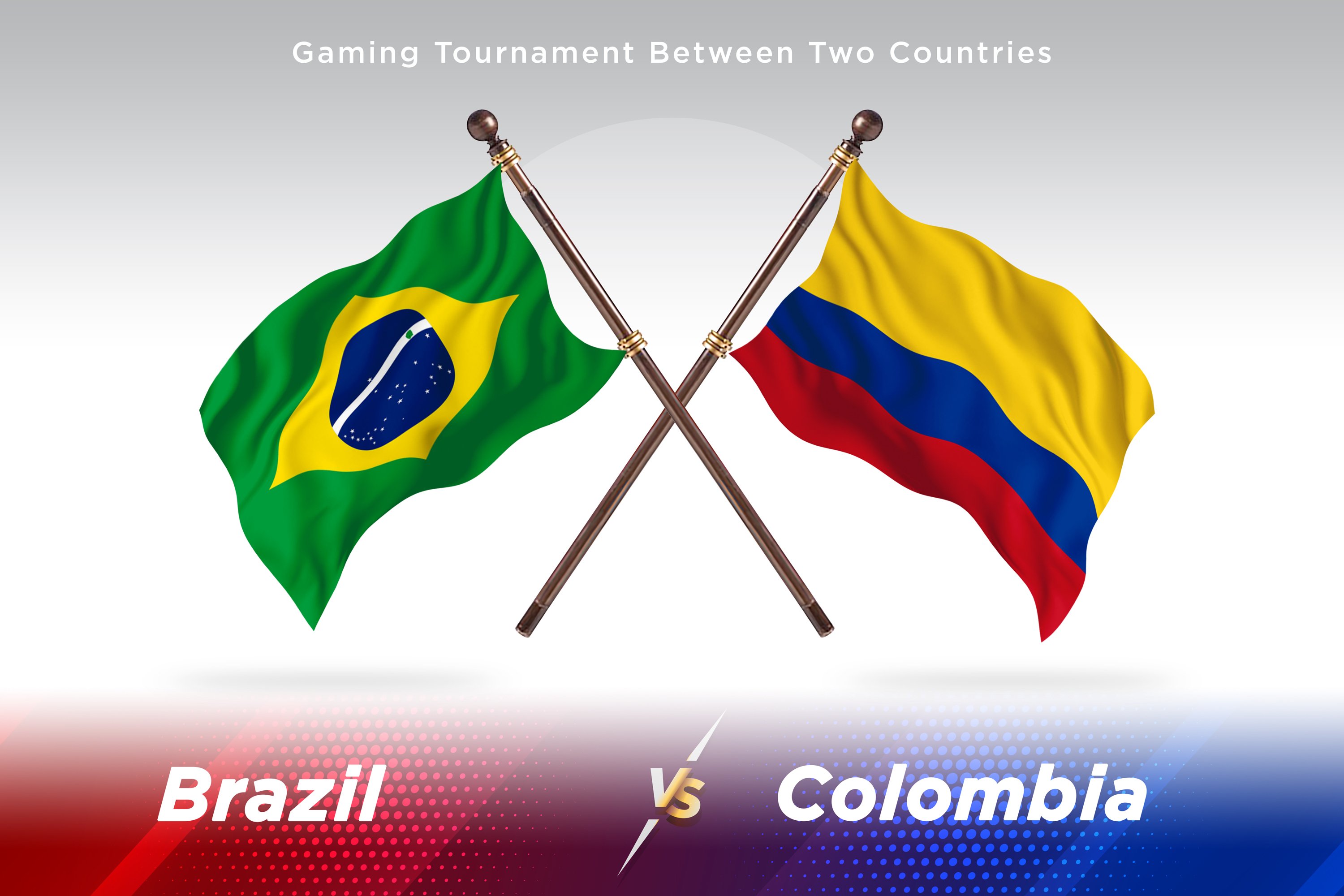 Brazil versus Colombia Two Flags (1517663) | Illustrations | Design Bundles