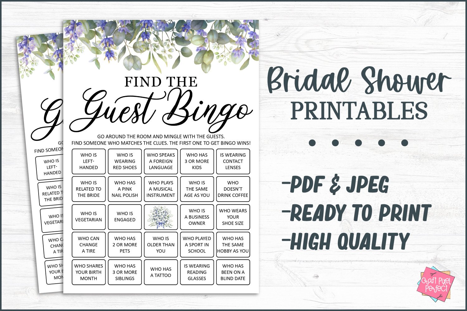 Purple Bridal Shower Bingo Printable