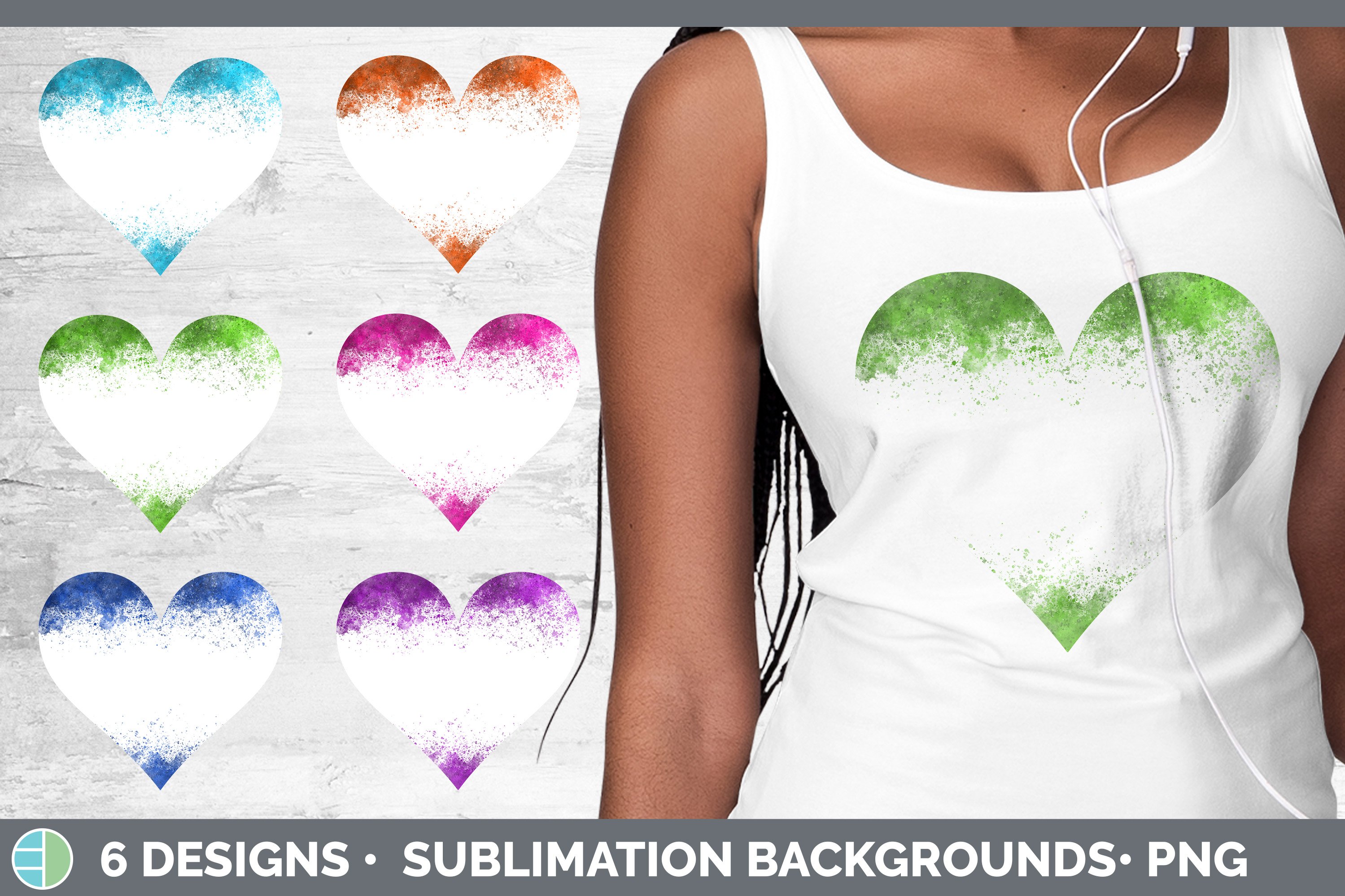 Heart Sublimation Background | Bright Bundle