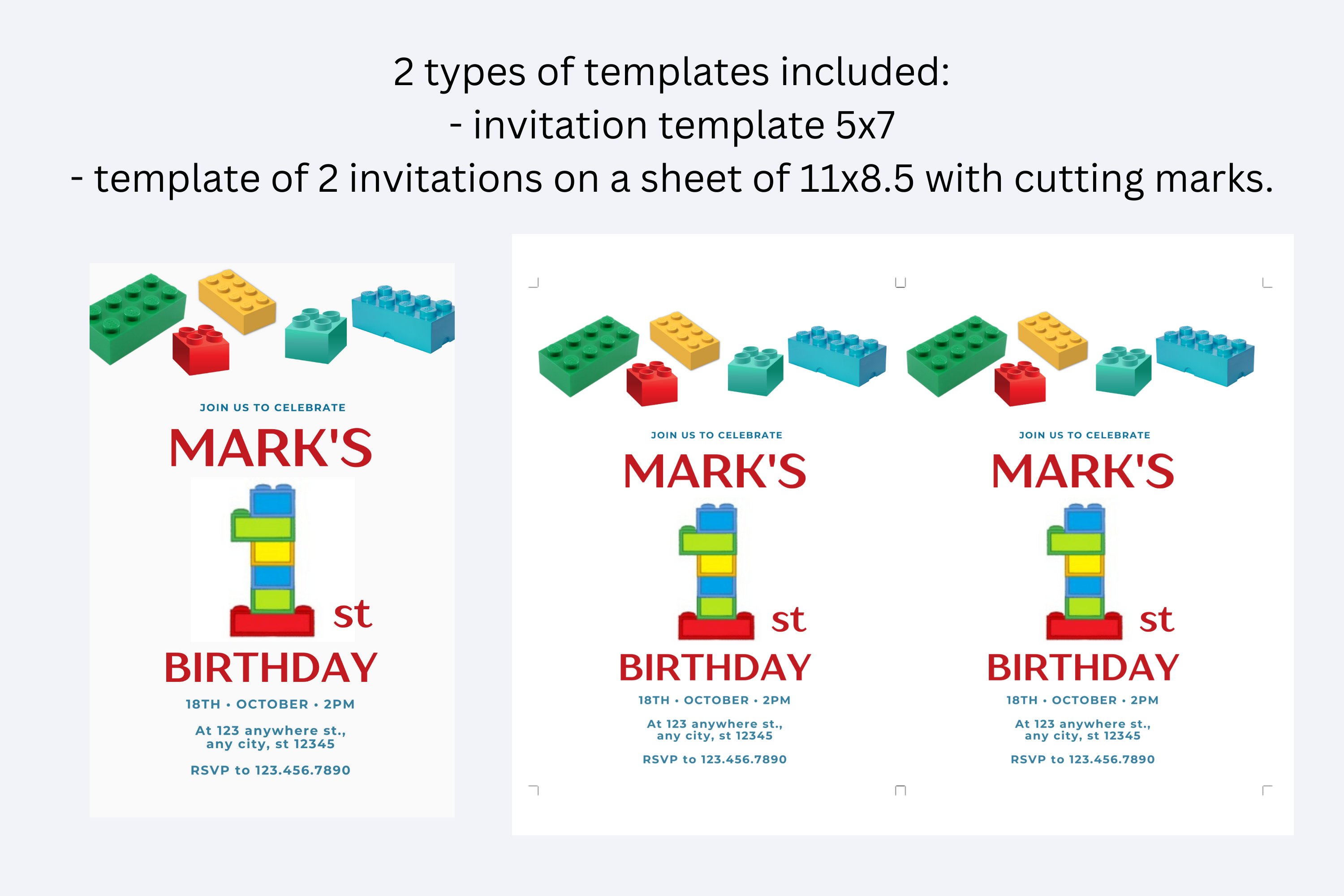 Lego Birthday Invitation Template 24 Pack Building Blocks Birthday