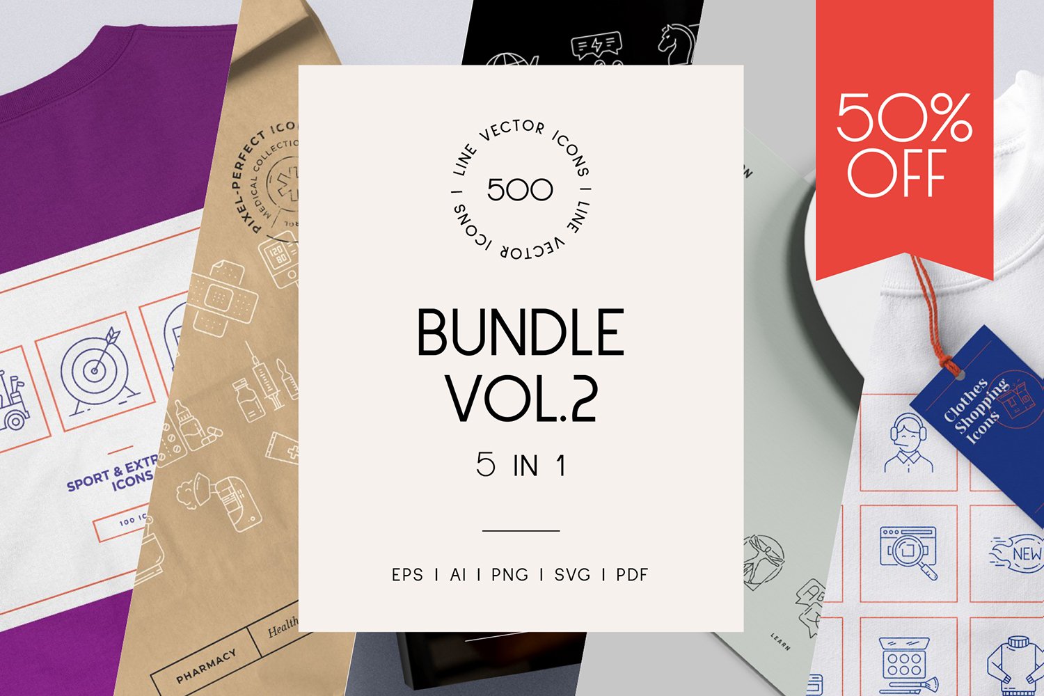 Bundle Vol. 2 - 500 Line Icons (1372523) | Icons | Design Bundles