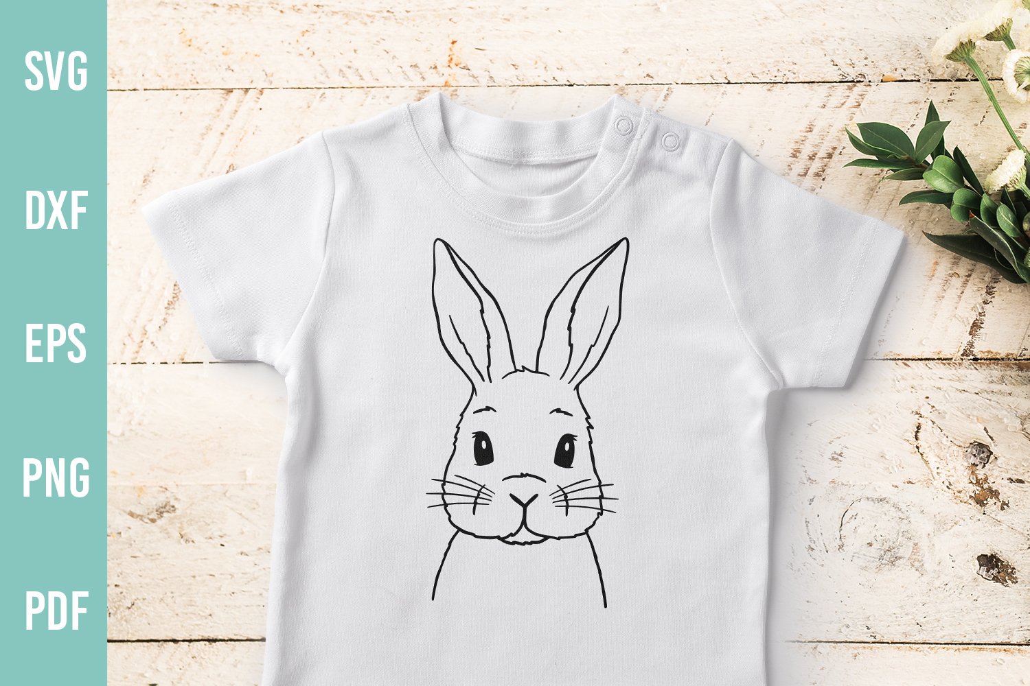 Bunny face Cut File | Easter Bunny SVG | Hand Drawn