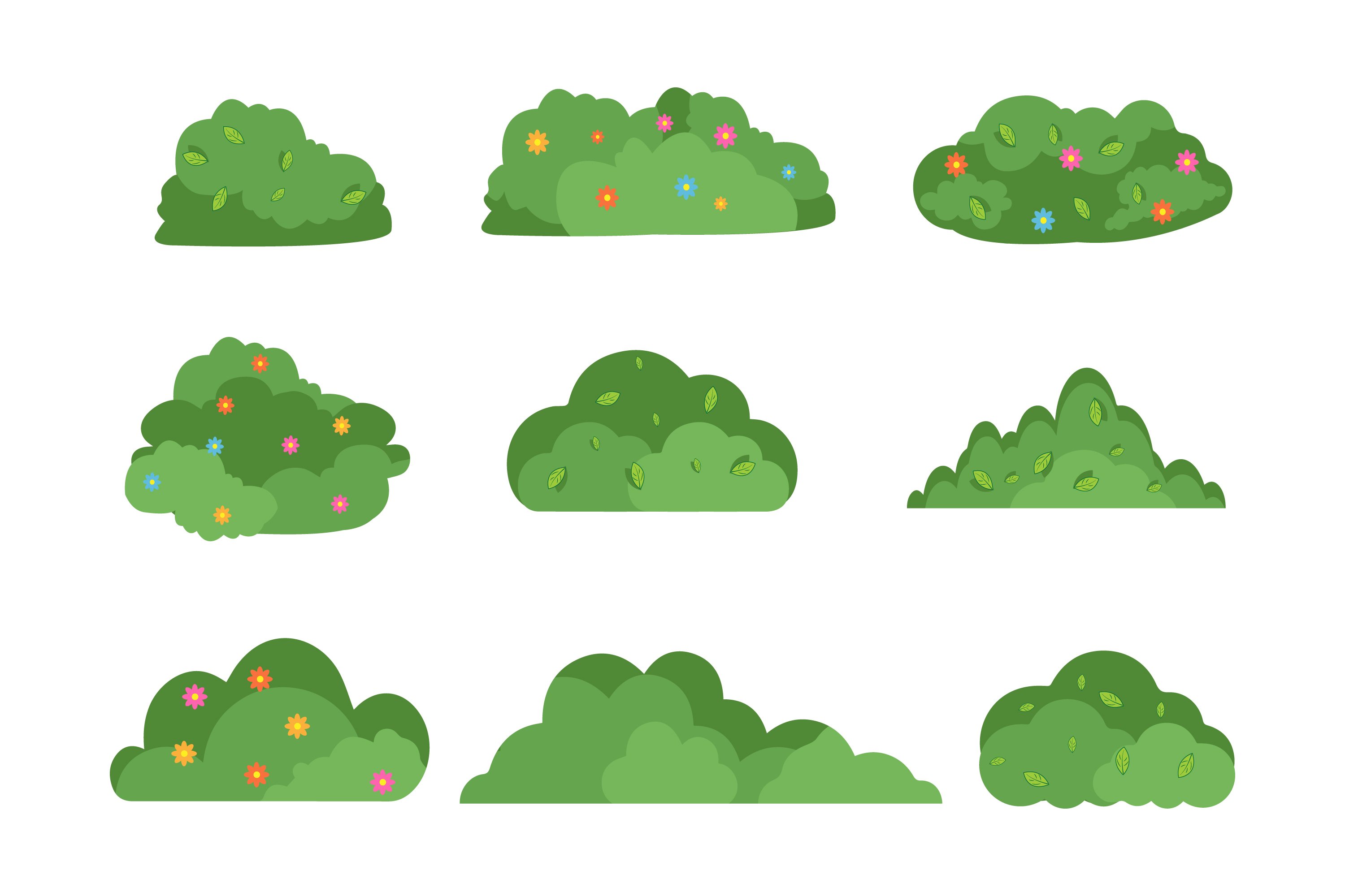 cute bush tree cartoon collection (1839529) | Illustrations | Design ...