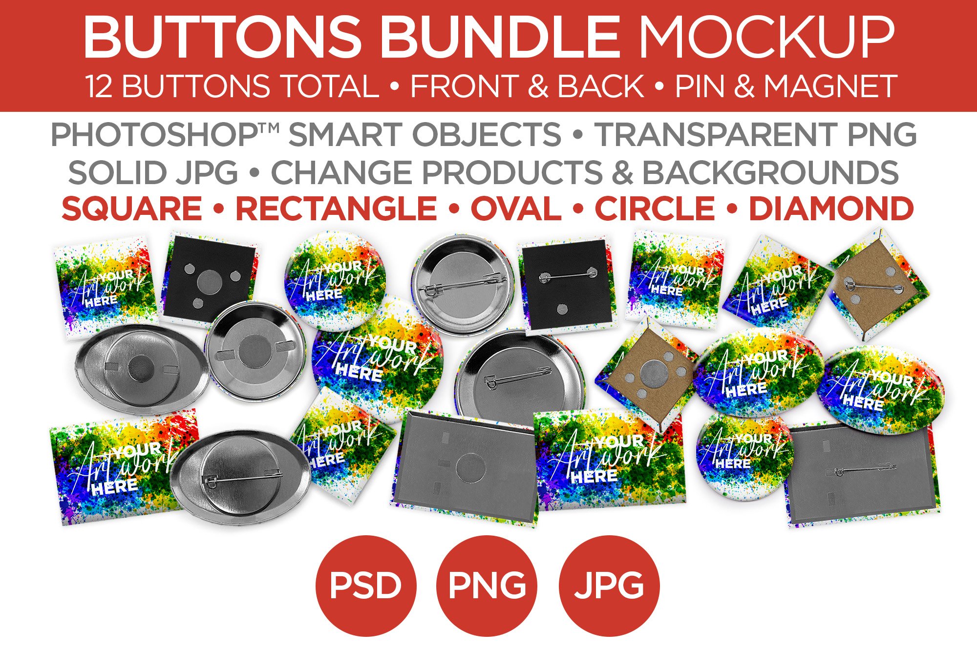 Buttons Bundle Mockups & Templates (1826442) | Branding | Design Bundles