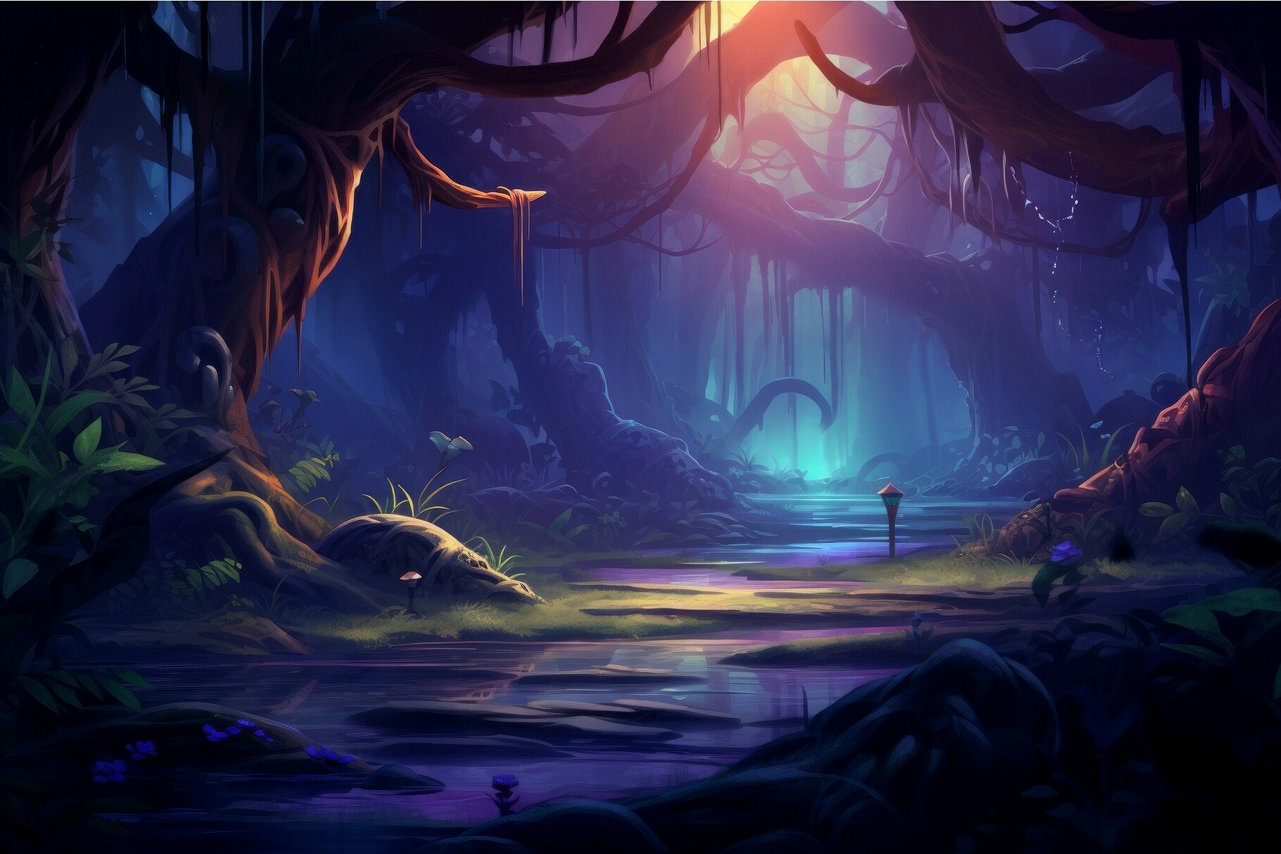 Scary Forest Cartoon Background