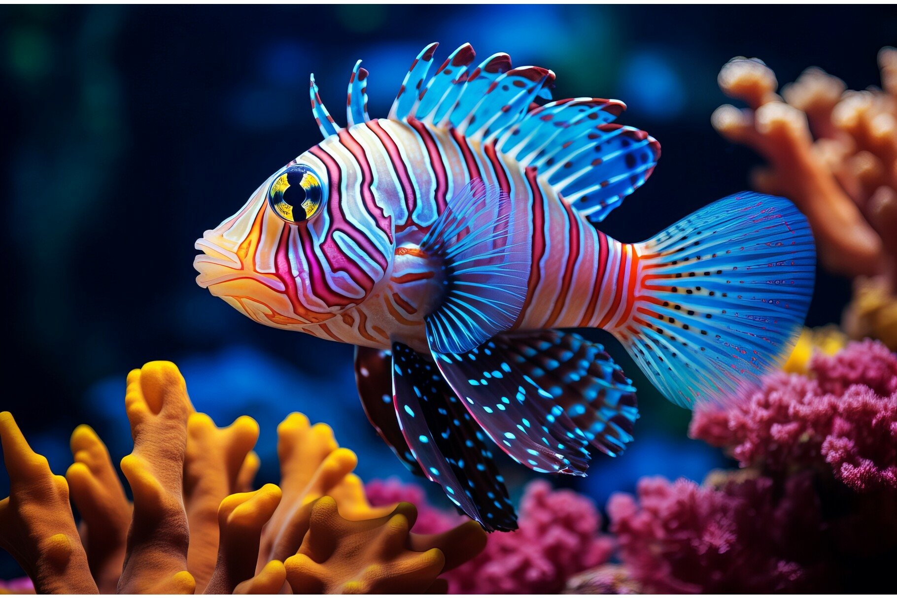 Aquatic Marine fish colorful. Generate Ai
