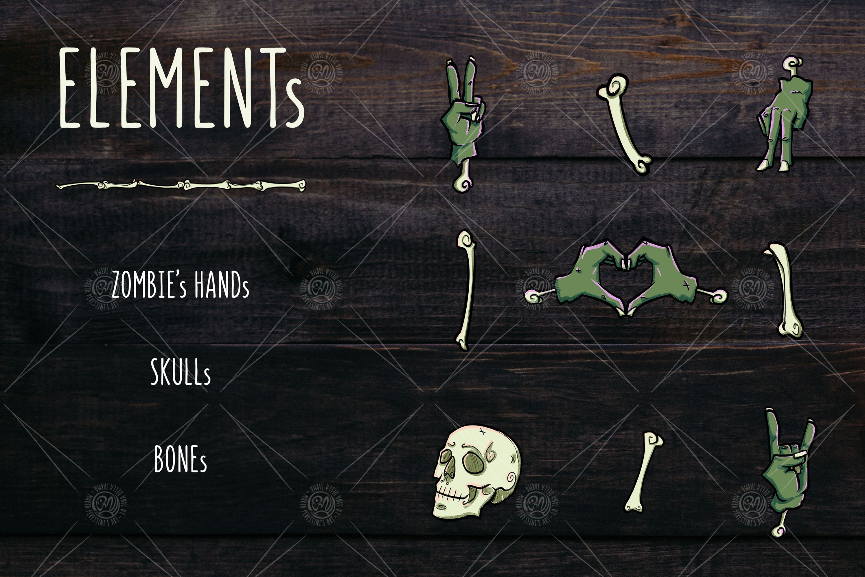 ZOMBIEs & BONEs - Illustrations and Patterns (353856) | Illustrations ...