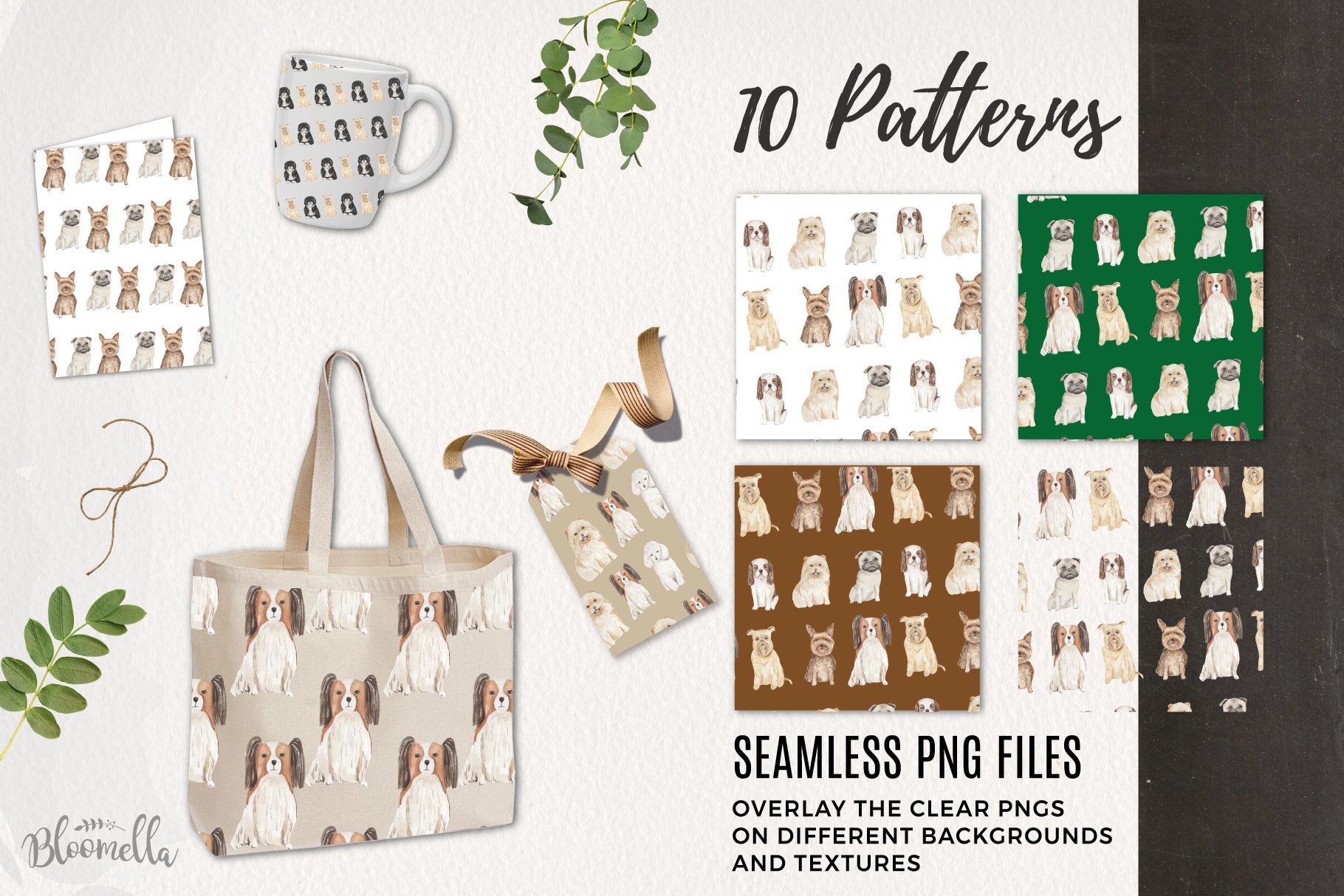 Dogs Package 10 Seamless Patterns Digital Paper Watercolor