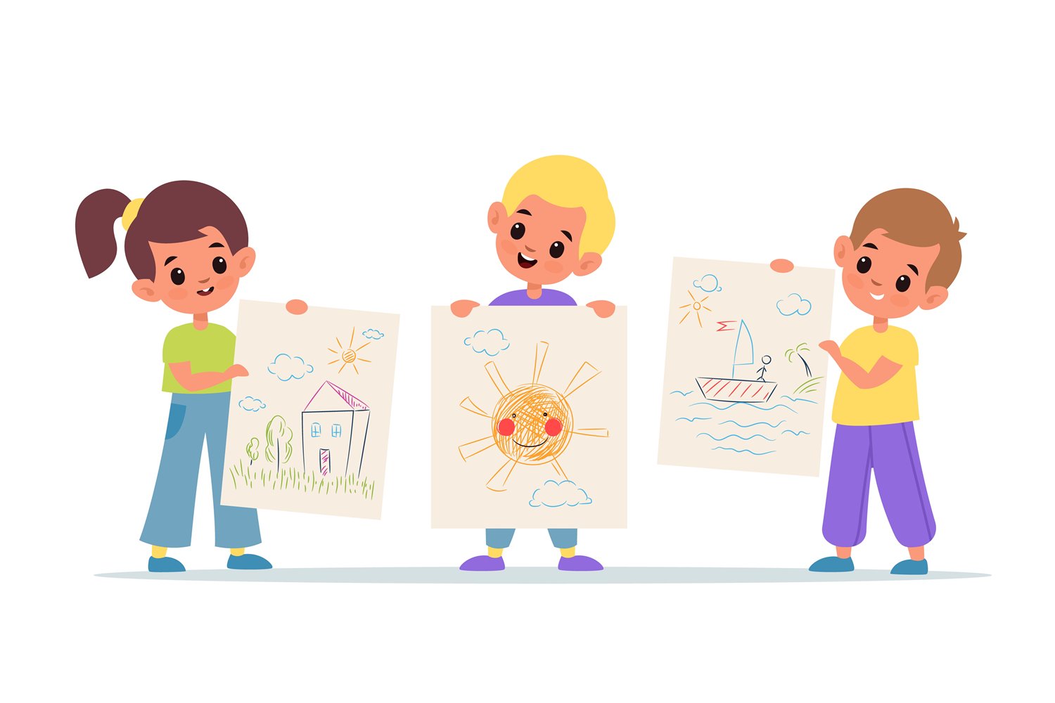 Kids show drawings. Children arts presentation, colourful do (1320638 ...