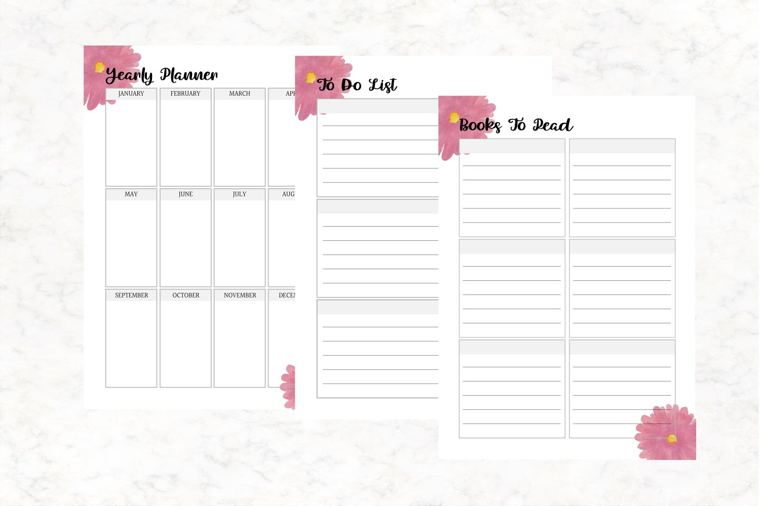 Watercolor Dahlia Digital Planners