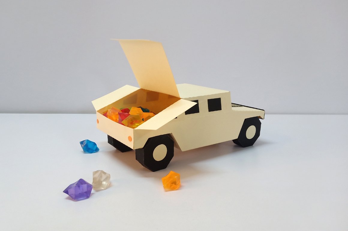 DIY Hummer favor - 3d papercraft (553539) | Paper Cutting | Design Bundles