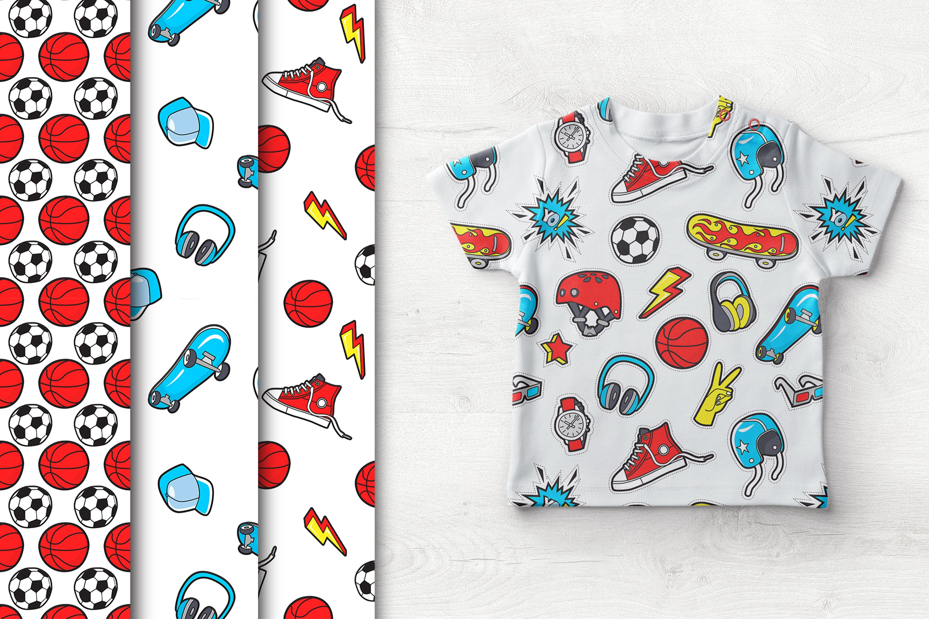 Digital Papers. Children Seamless Pattern with Patches (545670 ...