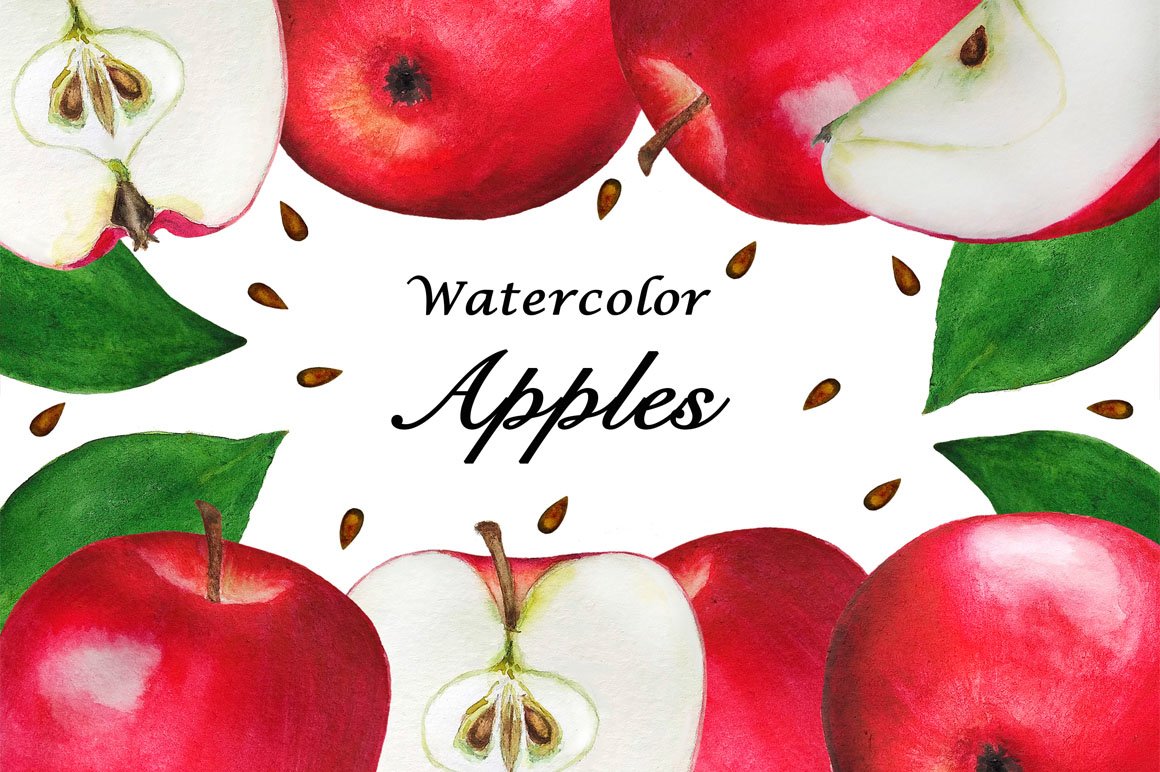 Apples watercolor set (258482) | Illustrations | Design Bundles
