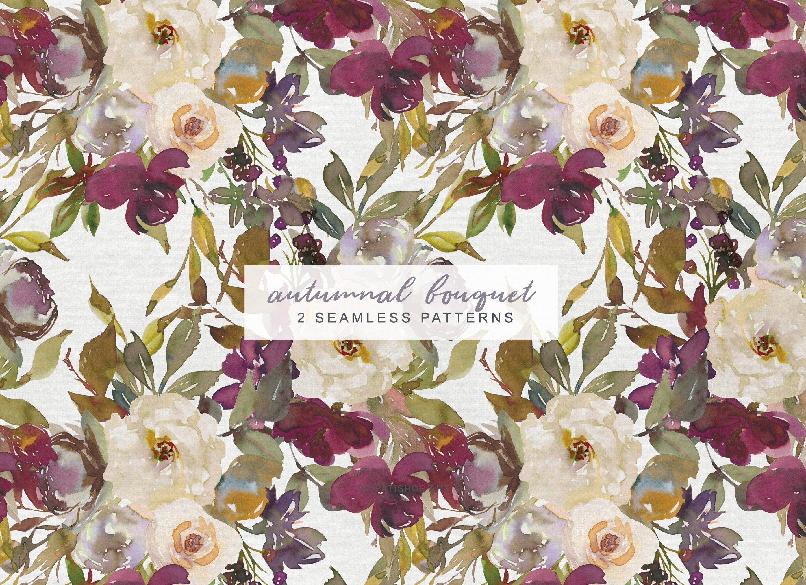 Watercolor Autumn Flowers Clipart & Patterns (313248) | Illustrations ...