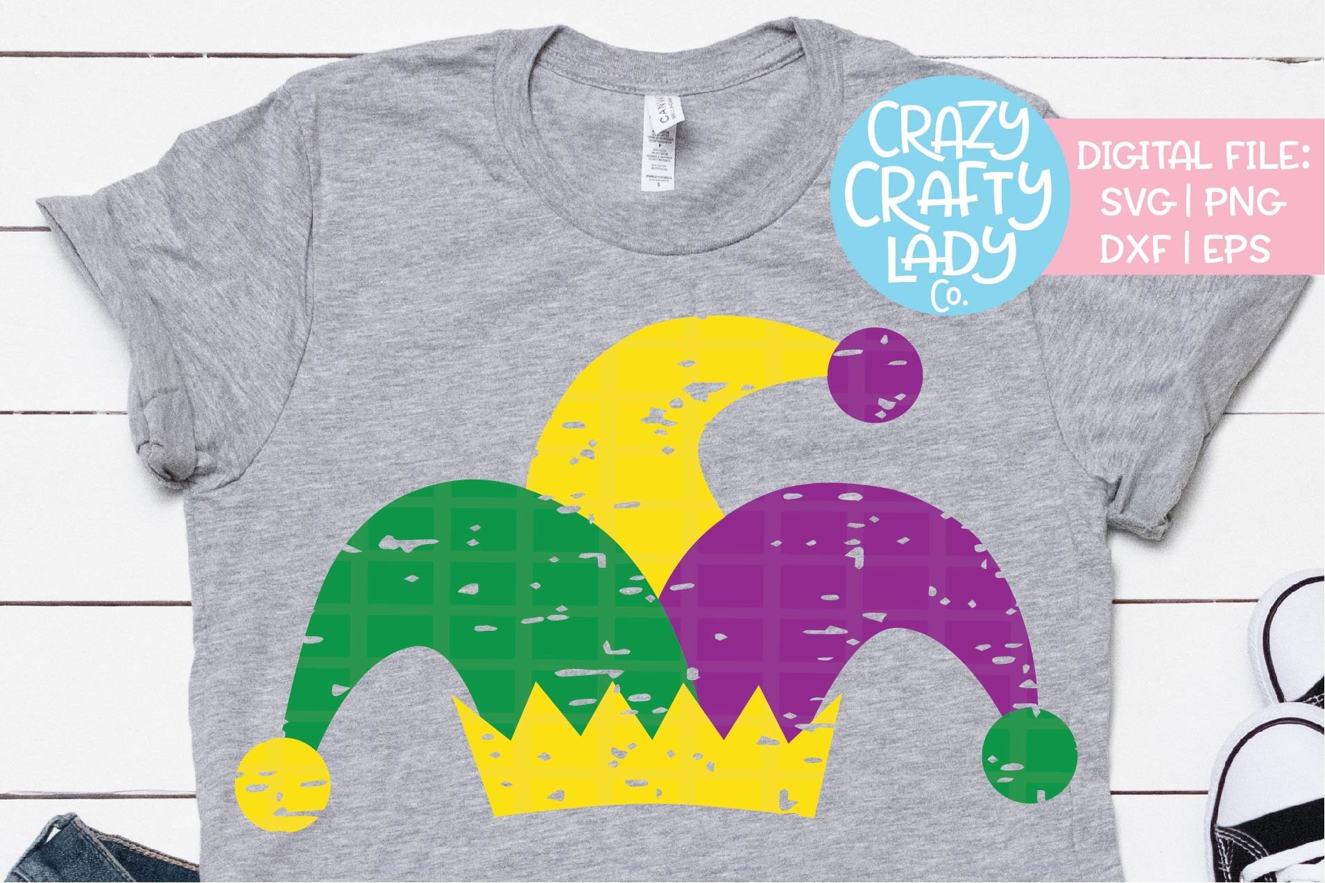 Grunge Jester Hat Mardi Gras SVG DXF EPS PNG Cut File (190769) | SVGs ...