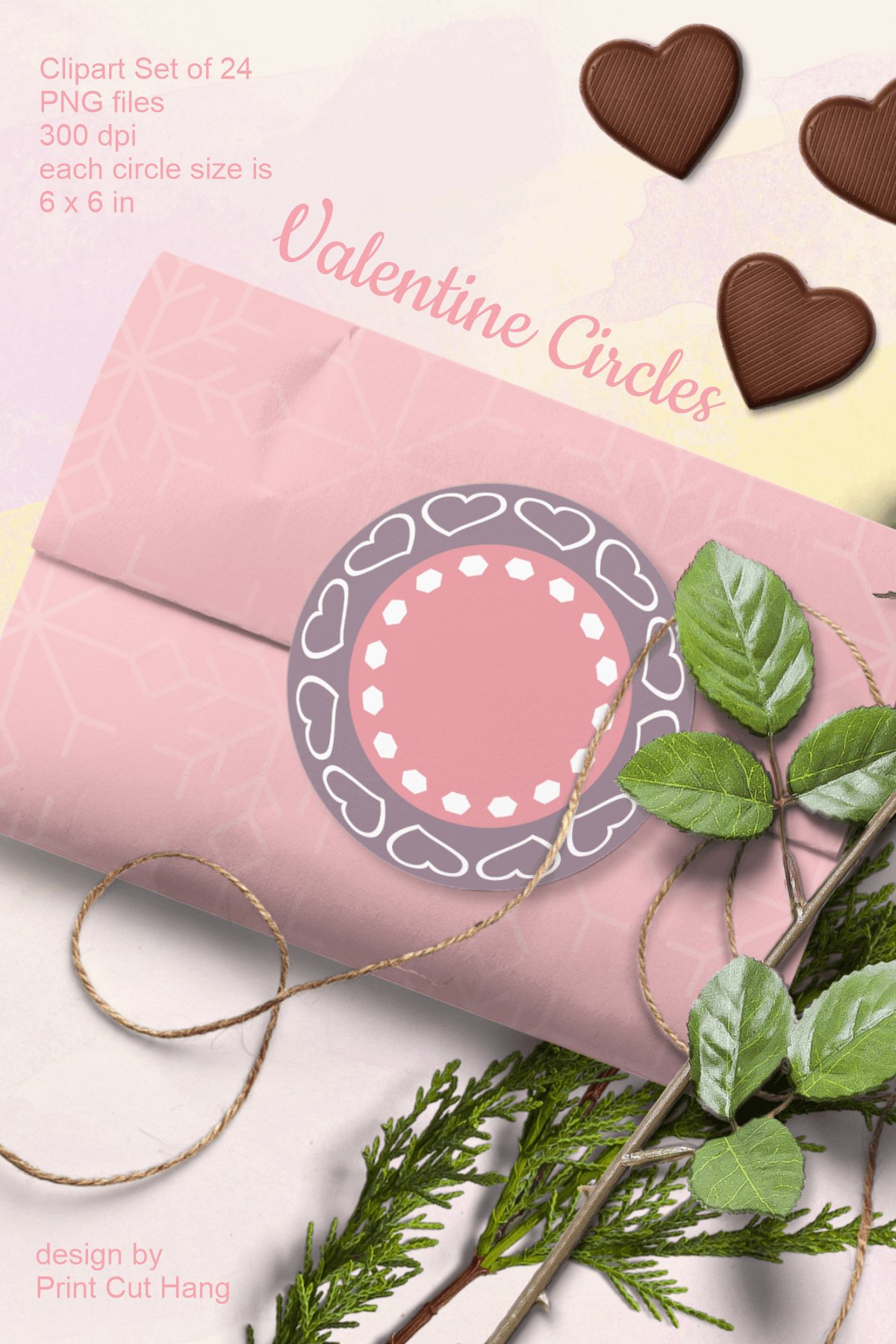 Valentine Circle Frames Clipart Set of 24 PNG files