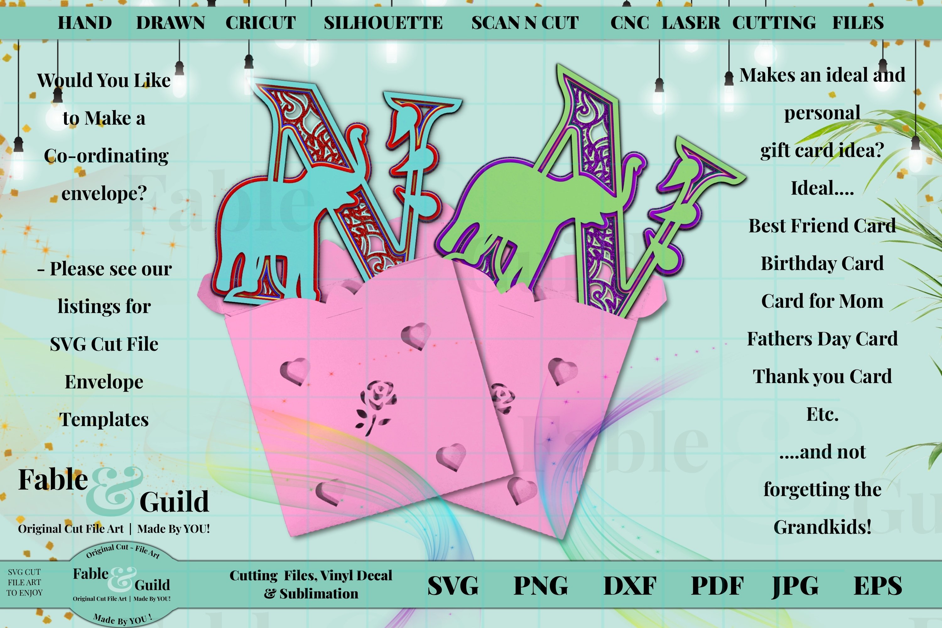 Elephant SVG Alphabet Letter 3D Layered Monogram N Cut File (1205728 ...