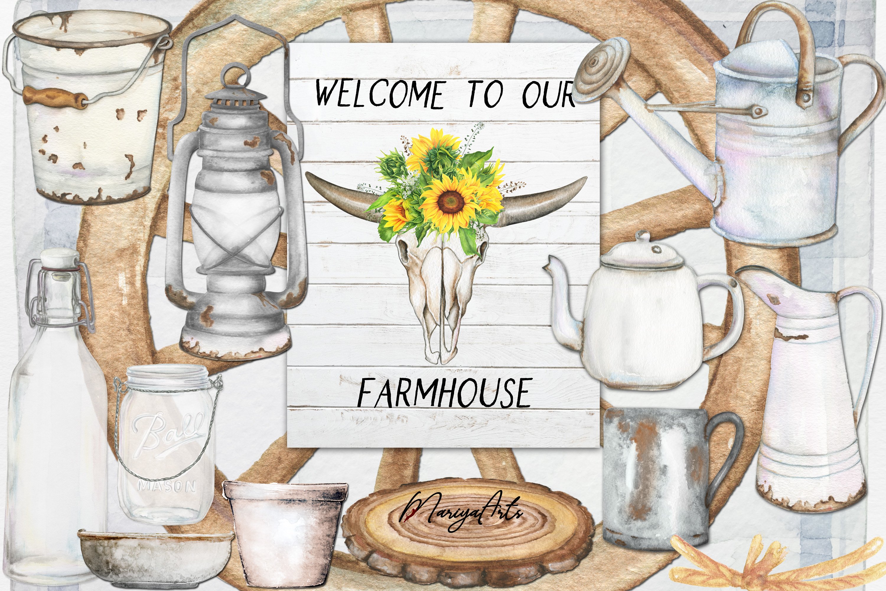 Farmhouse Finds Clipart, Vintage Country Farm, Rustic Farm (677937 ...