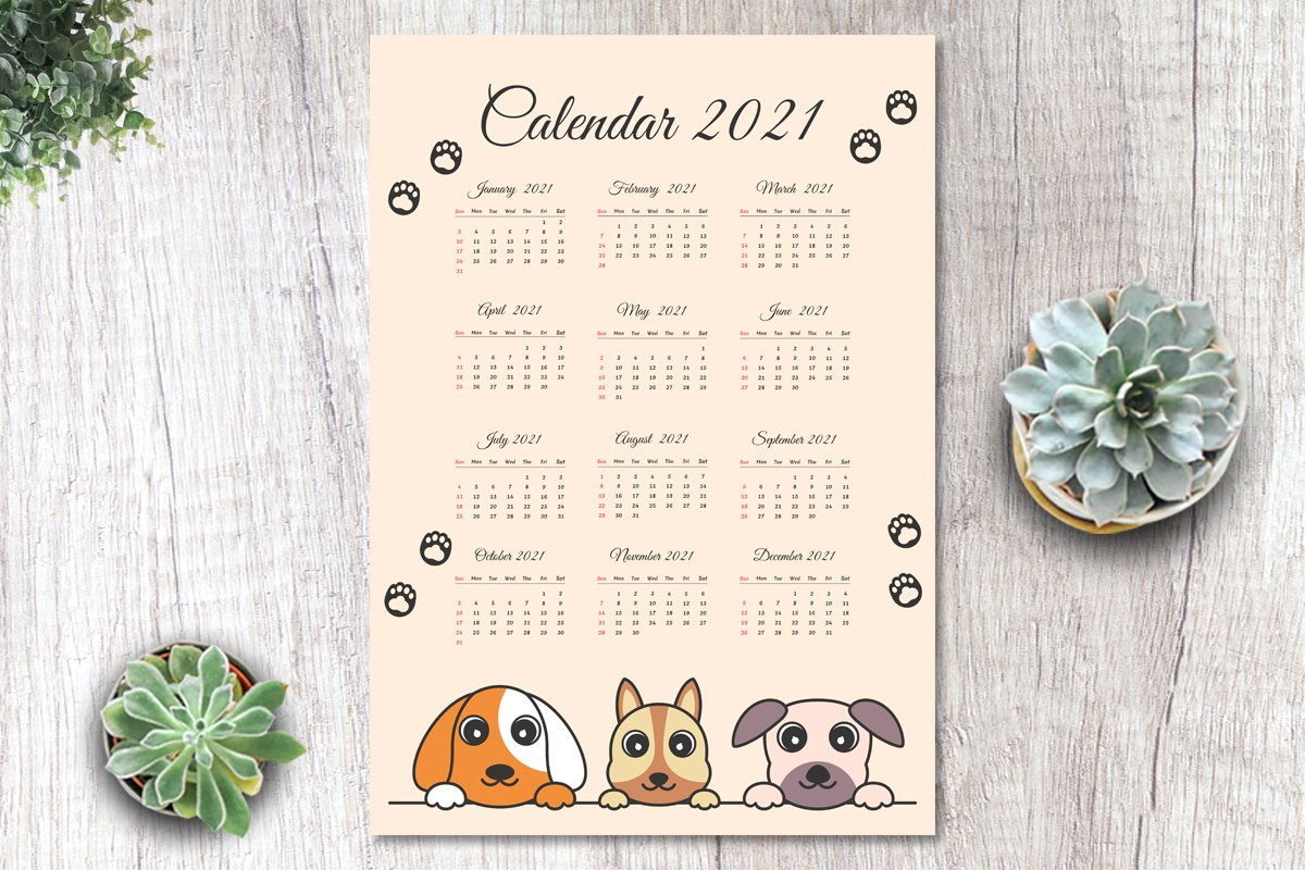2021 Calendar with Cute Dog Themes (1121986) | Customizable Templates ...