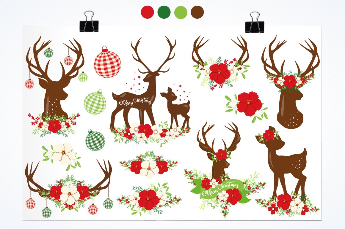 Christmas deers Graphics and illustrations, vector