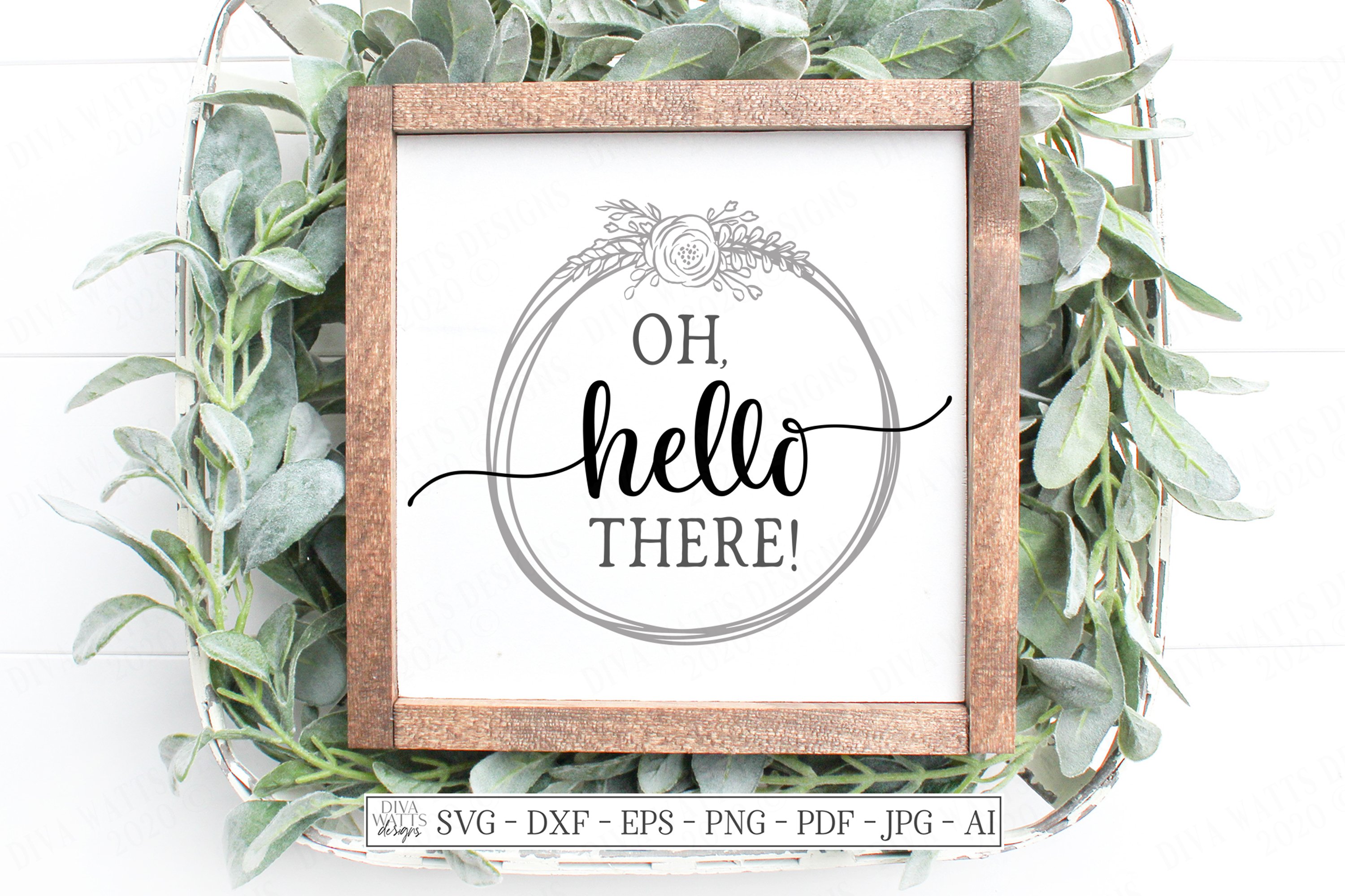 Oh Hello There - Farmhouse Wreath Welcome Sign - Round SVG (559295 ...