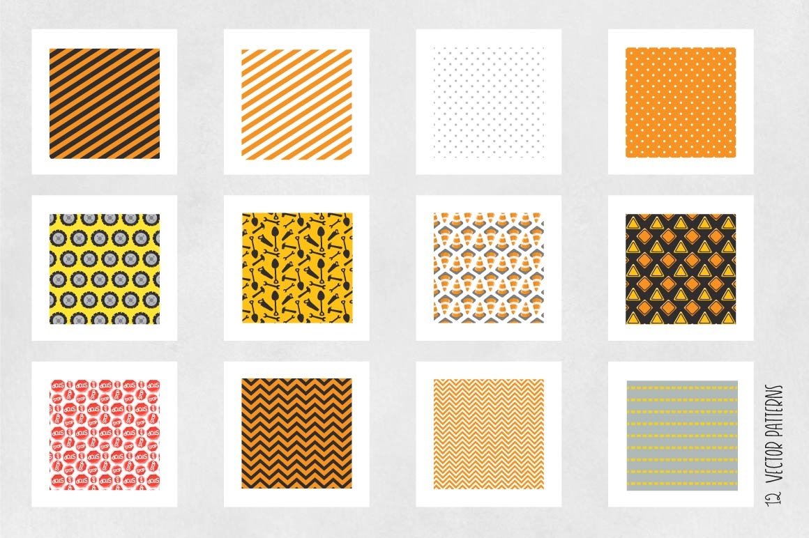 CONSTRUCTION, digital papers (40990) | Patterns | Design Bundles