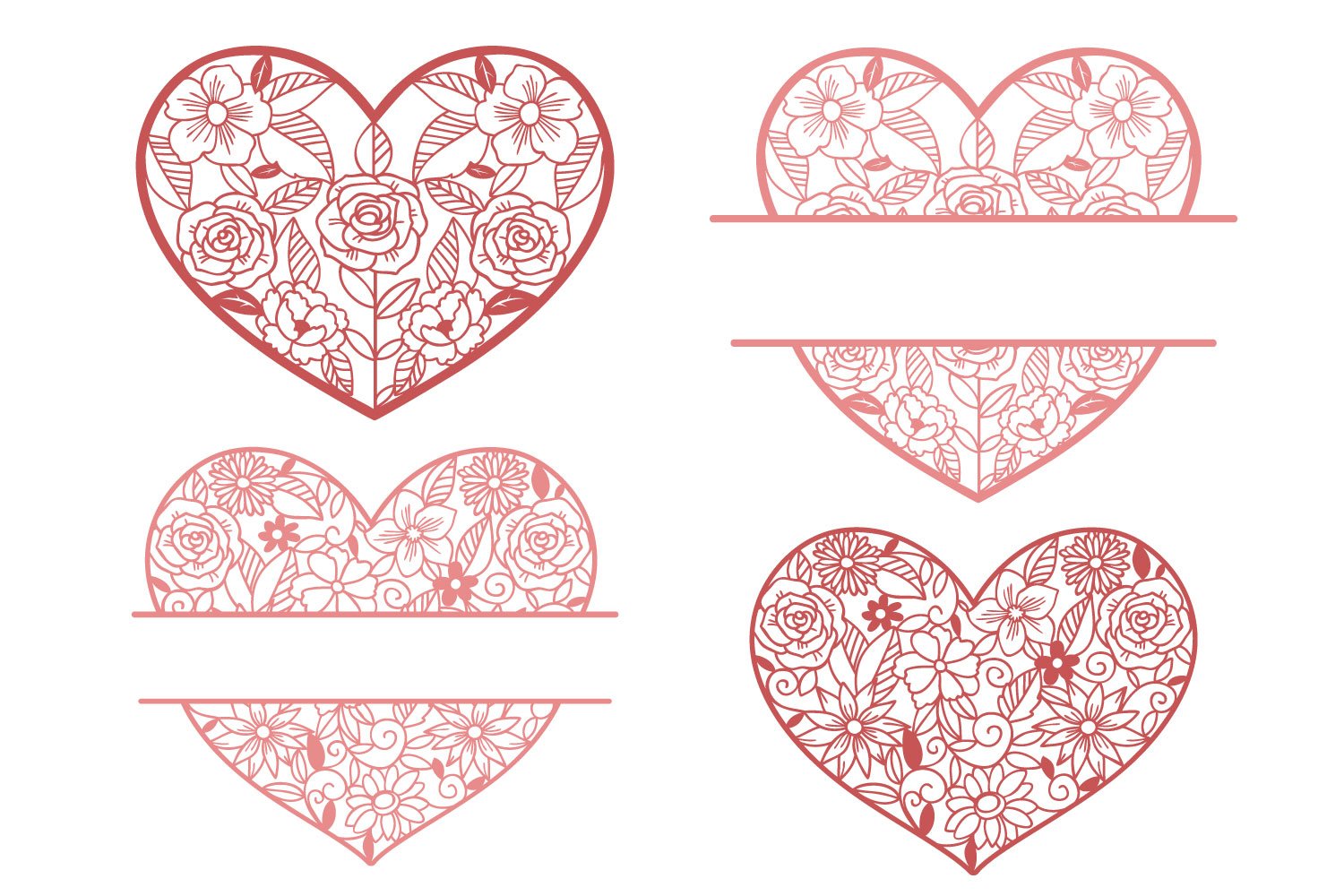Hearts Papercut SVG collection - 4 files (436335) | Paper Cutting ...