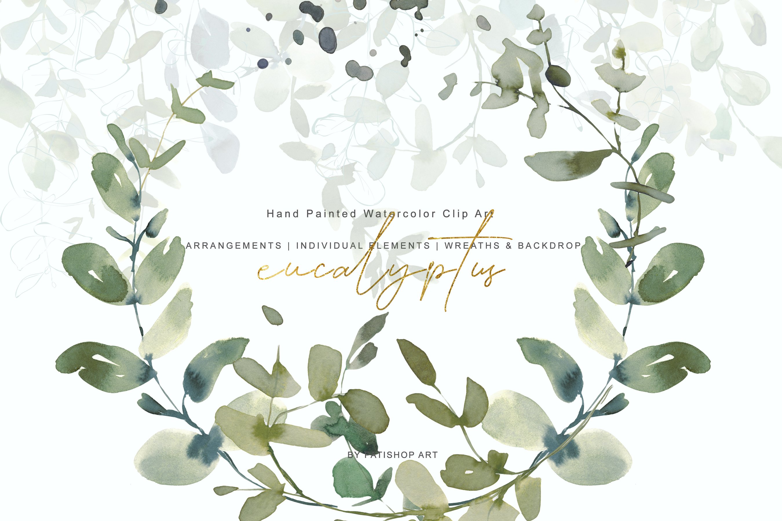 Watercolor Eucalyptus Clipart Collection (273501) | Illustrations ...