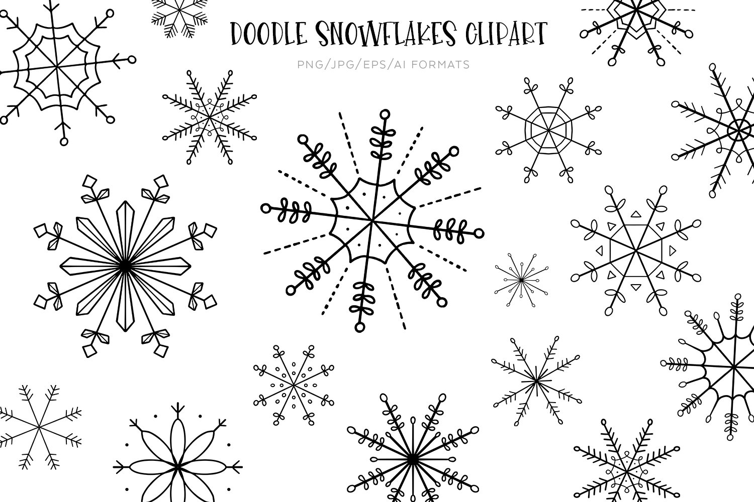 Doodle Snowflakes Vector Clipart