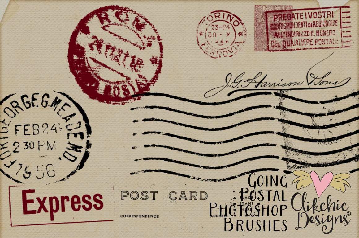 Going Postal Vintage Postage Marks Photoshop Brushes (85003) | Brushes ...
