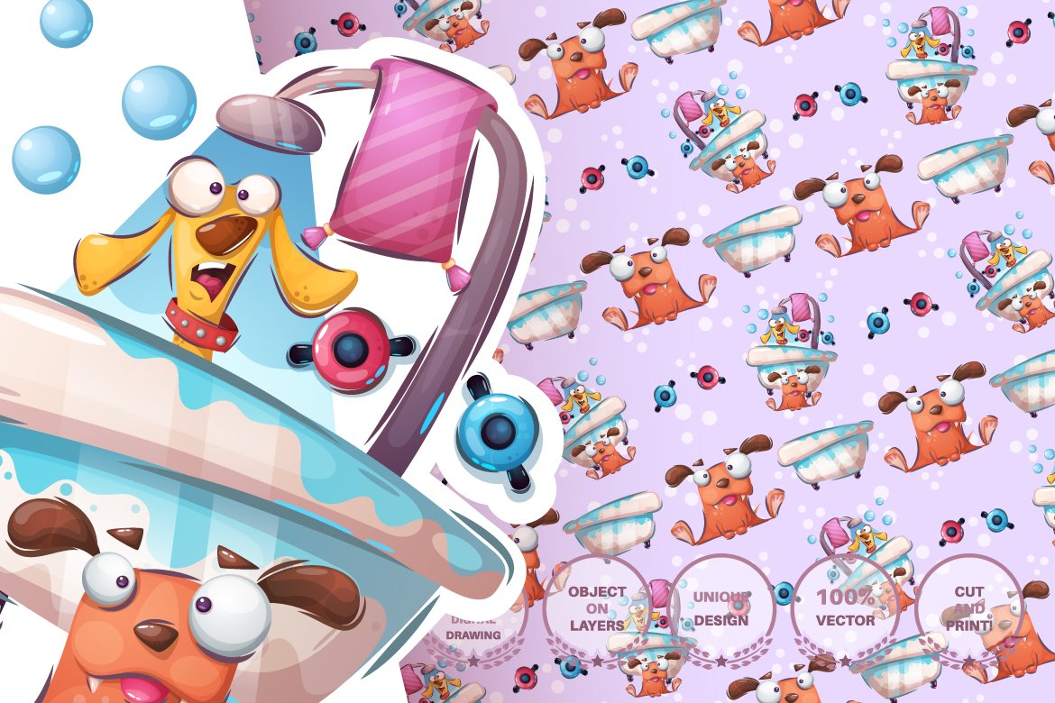 Set cute sticker - seamless pattern (1079765) | Illustrations | Design ...