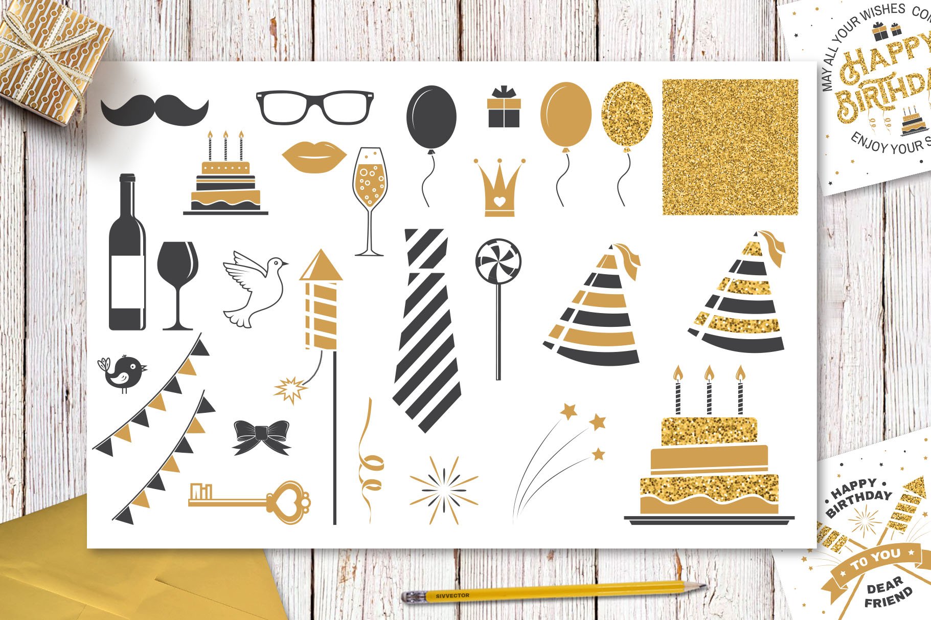 Happy Birthday Collection (580703) | Card and Invites | Design Bundles