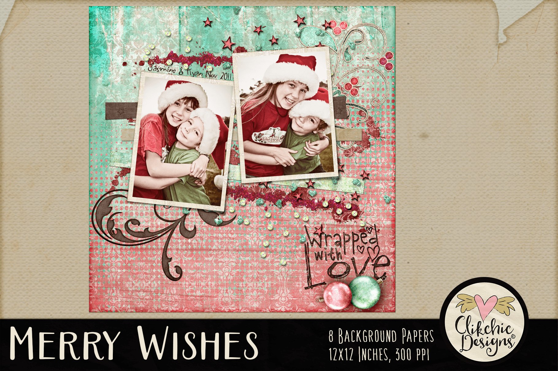 Christmas Backgrounds - Merry Wishes Digital Papers Textures (118842 ...