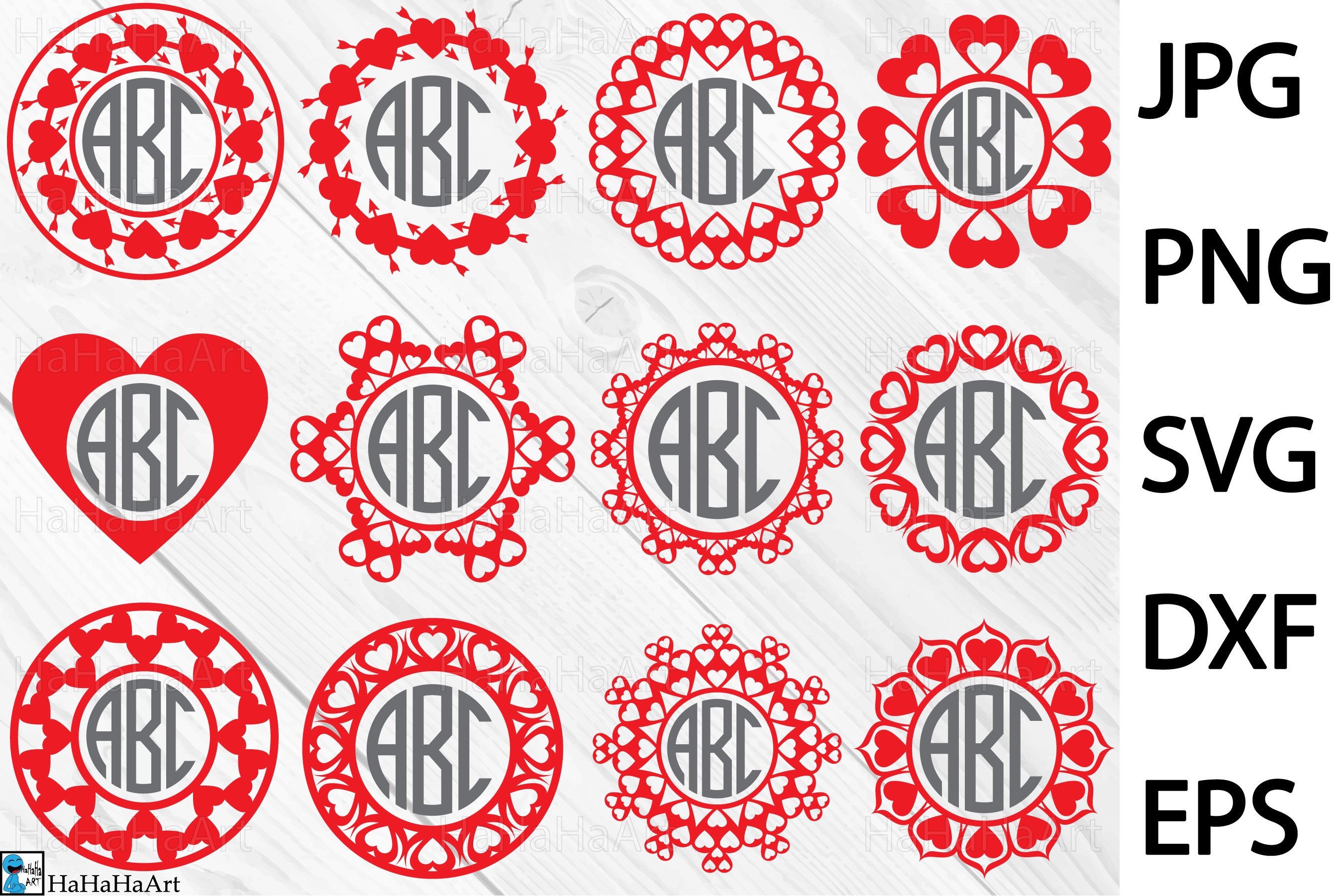 Love Monogram Circle V3 - Clip art / Cutting Files 296c (333010 ...