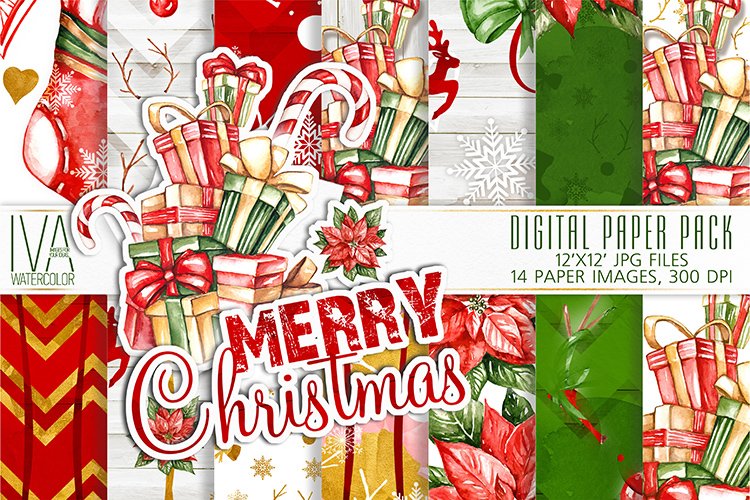 Seamless Christmas Digital Paper Pack (367786) | Illustrations | Design ...