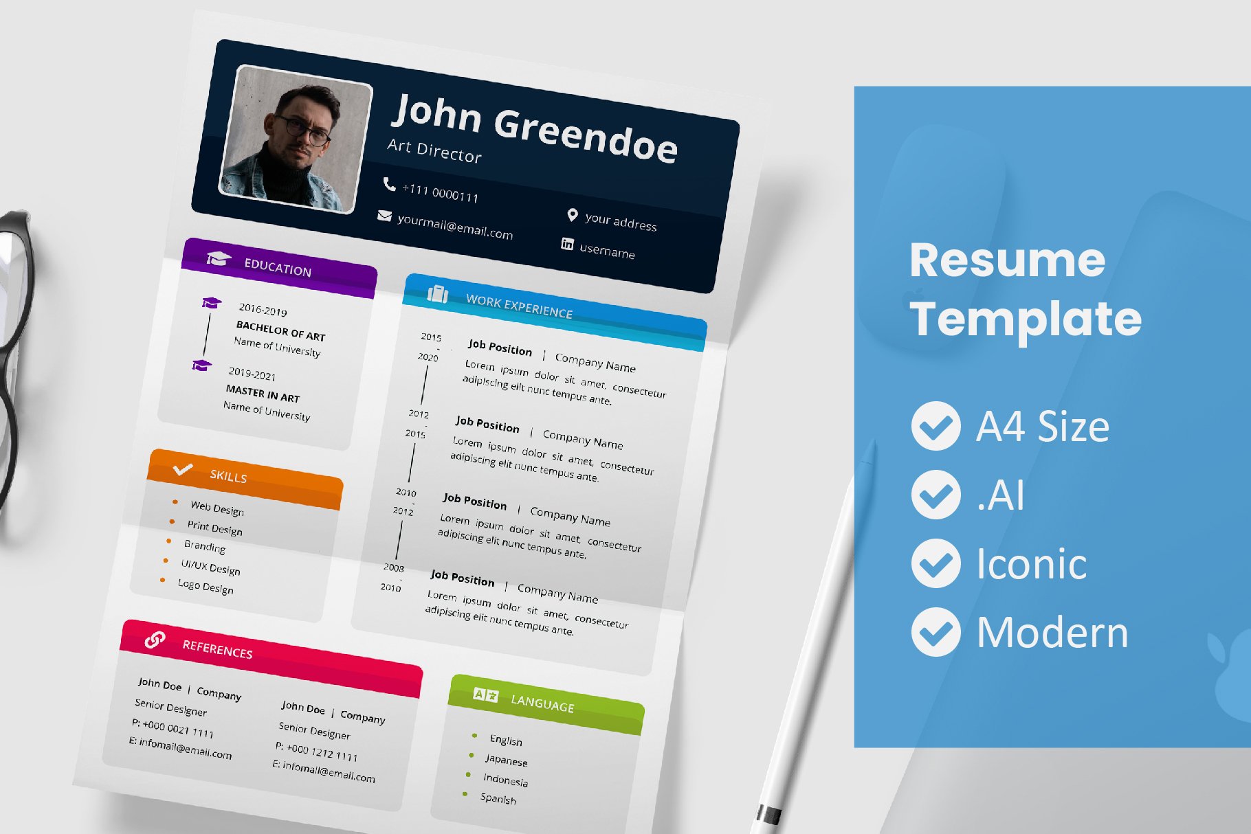 Resume Block Colorful Template (1331730) | Resume Templates | Design ...