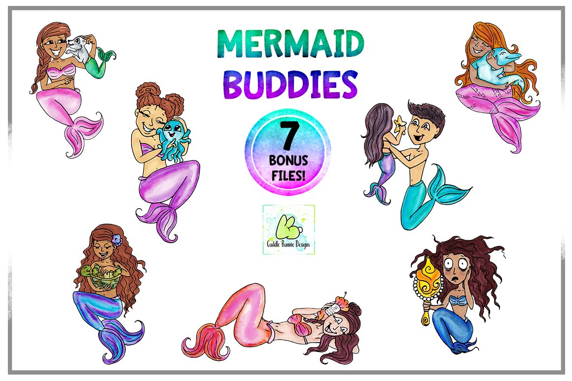Mermaid Nautical Clipart, SVG, PNG, Watercolor, Sublimation (98837 ...