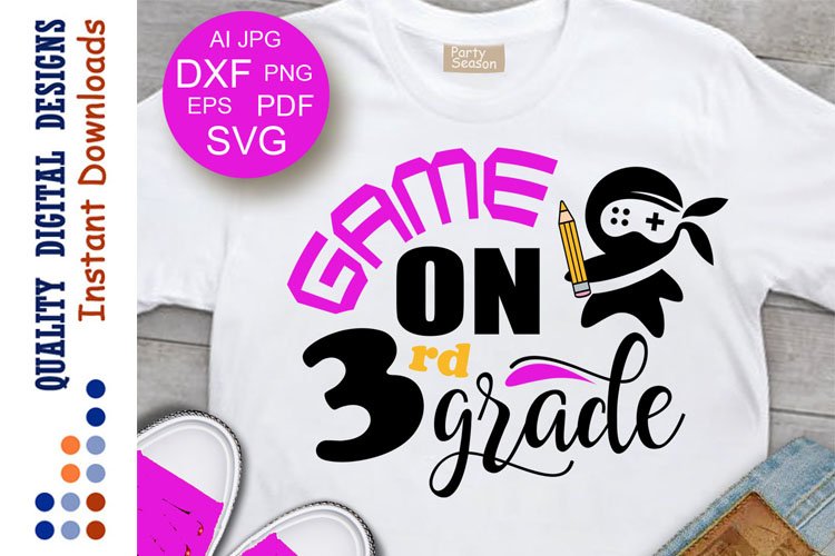 Back to school svg Game on 3rd Grade svg Third Grade cutting file Card ...